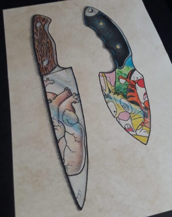 Reflective Knives Tattoo By Artist Coob Las Vegas Trip Ink Tattoo ...